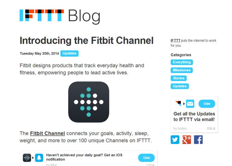 Fitbit disponible sur IFTTT